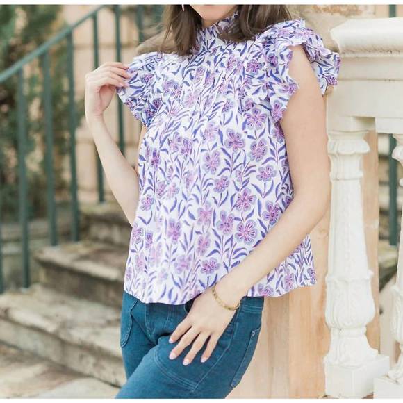 Victoria Dunn | Tops | New Victoria Dunn Jasmine Blouse In Iris | Poshmark